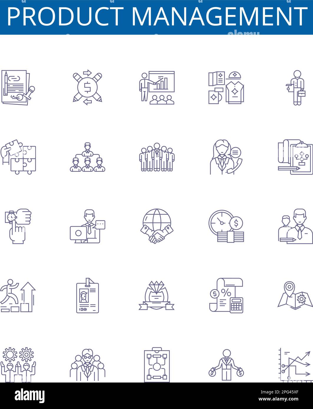 Product management line icons signs set. Design collection of Product ... Product management line icons signs set. Design collection of Product ...