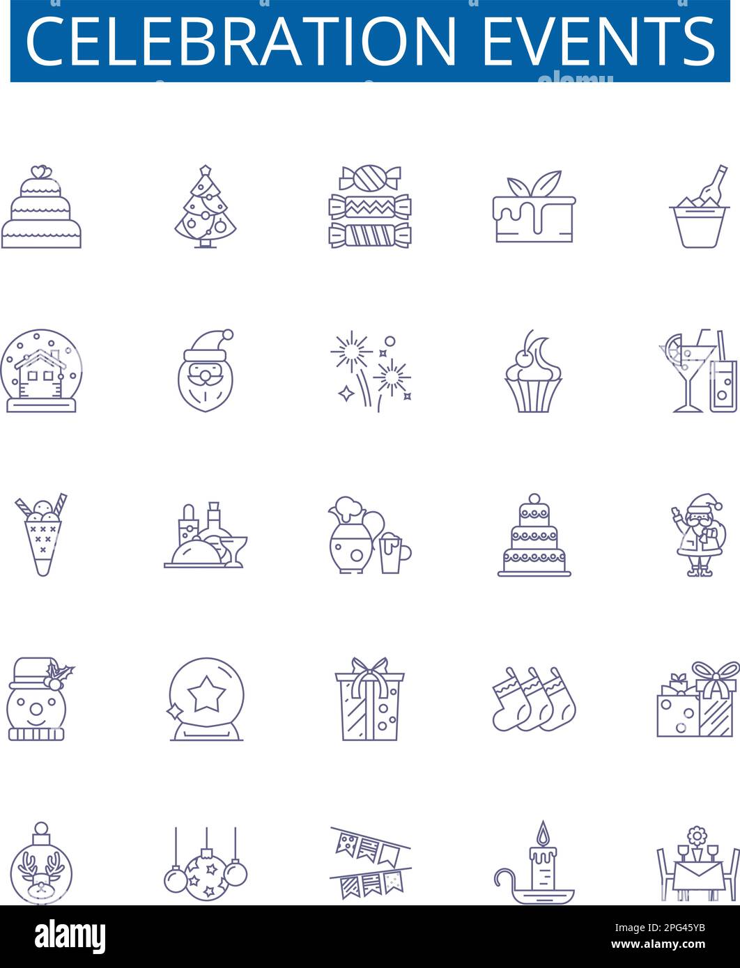 Celebration events line icons signs set. Design collection of ...