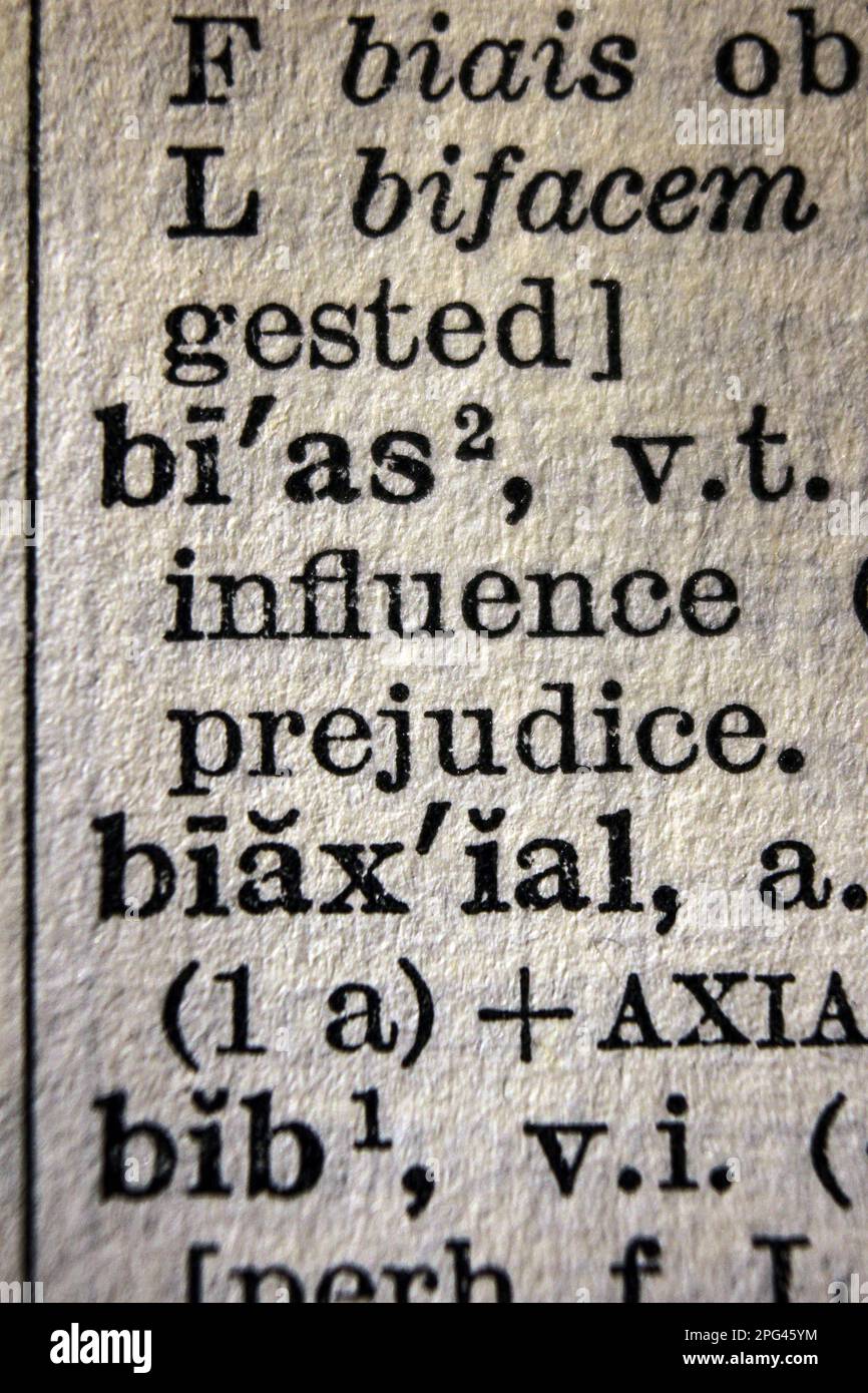 Definition of word bias on dictionary page, close-up Stock Photo - Alamy