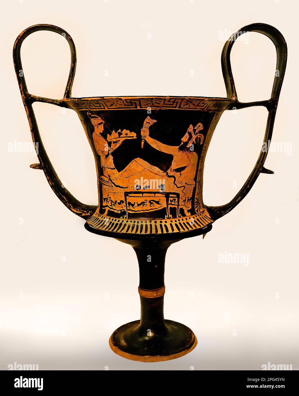 Female figure bringing offerings to the god kabeiros hi-res stock ...