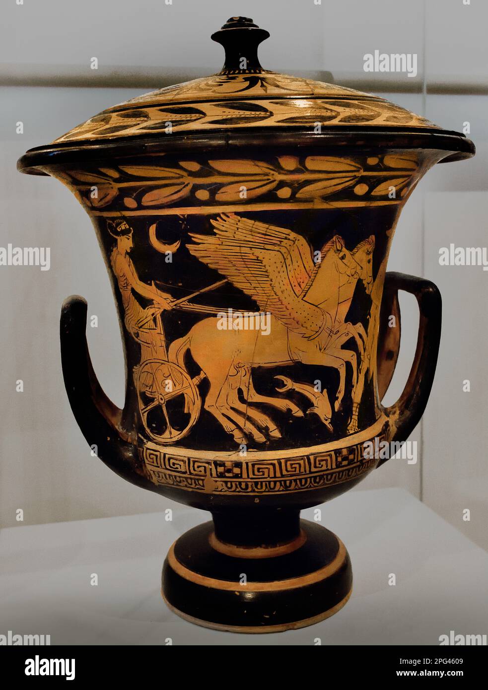 Selene or Eos in a horse Chariot preceded Athena in Four Horse Chariot ...