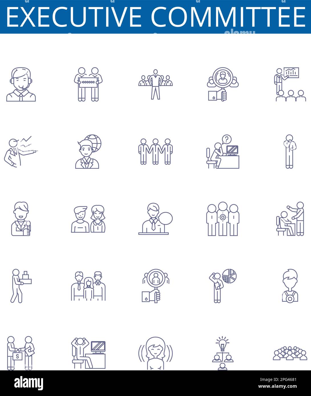 Executive committee line icons signs set. Design collection of ...