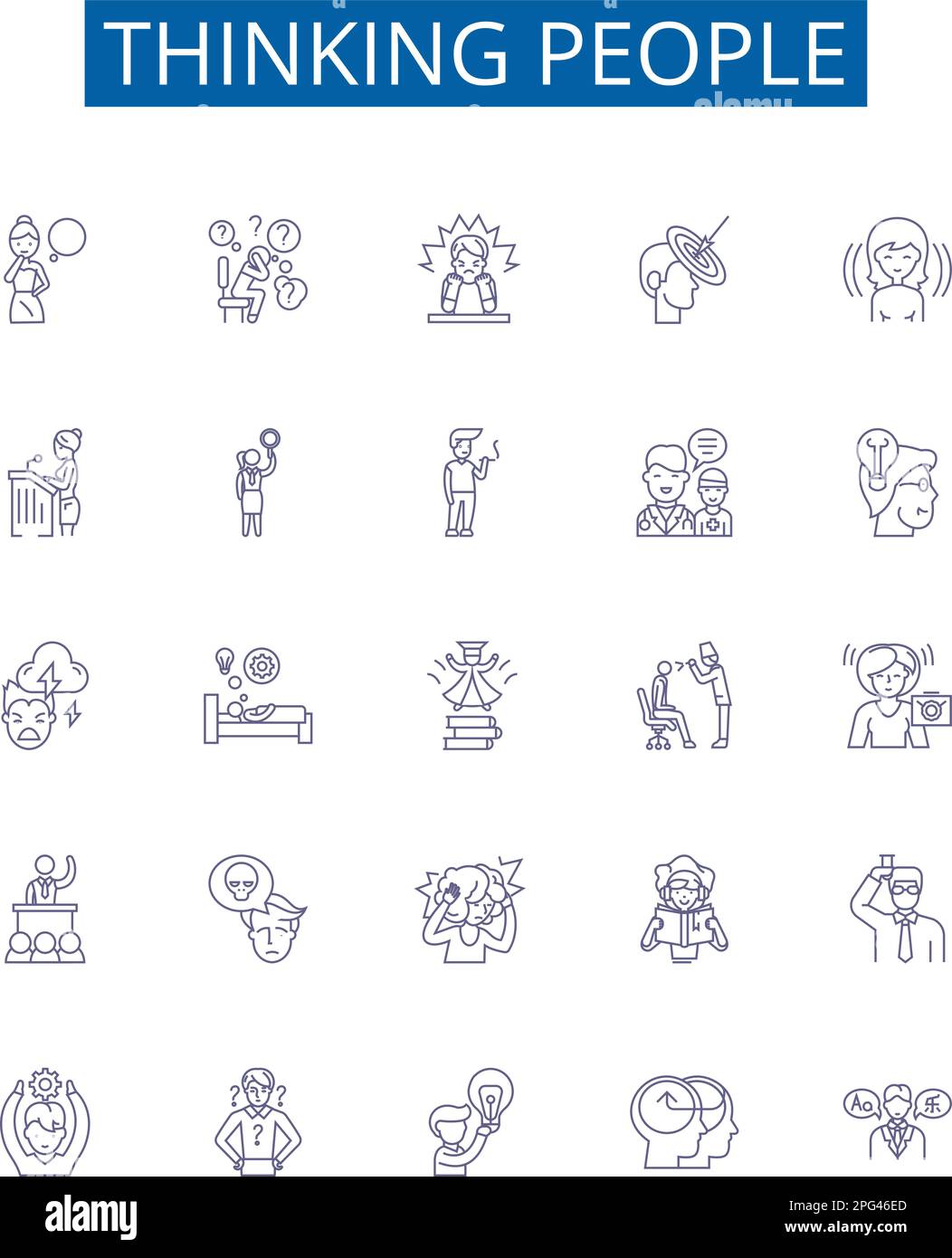 Thinking people line icons signs set. Design collection of Thinkers ...