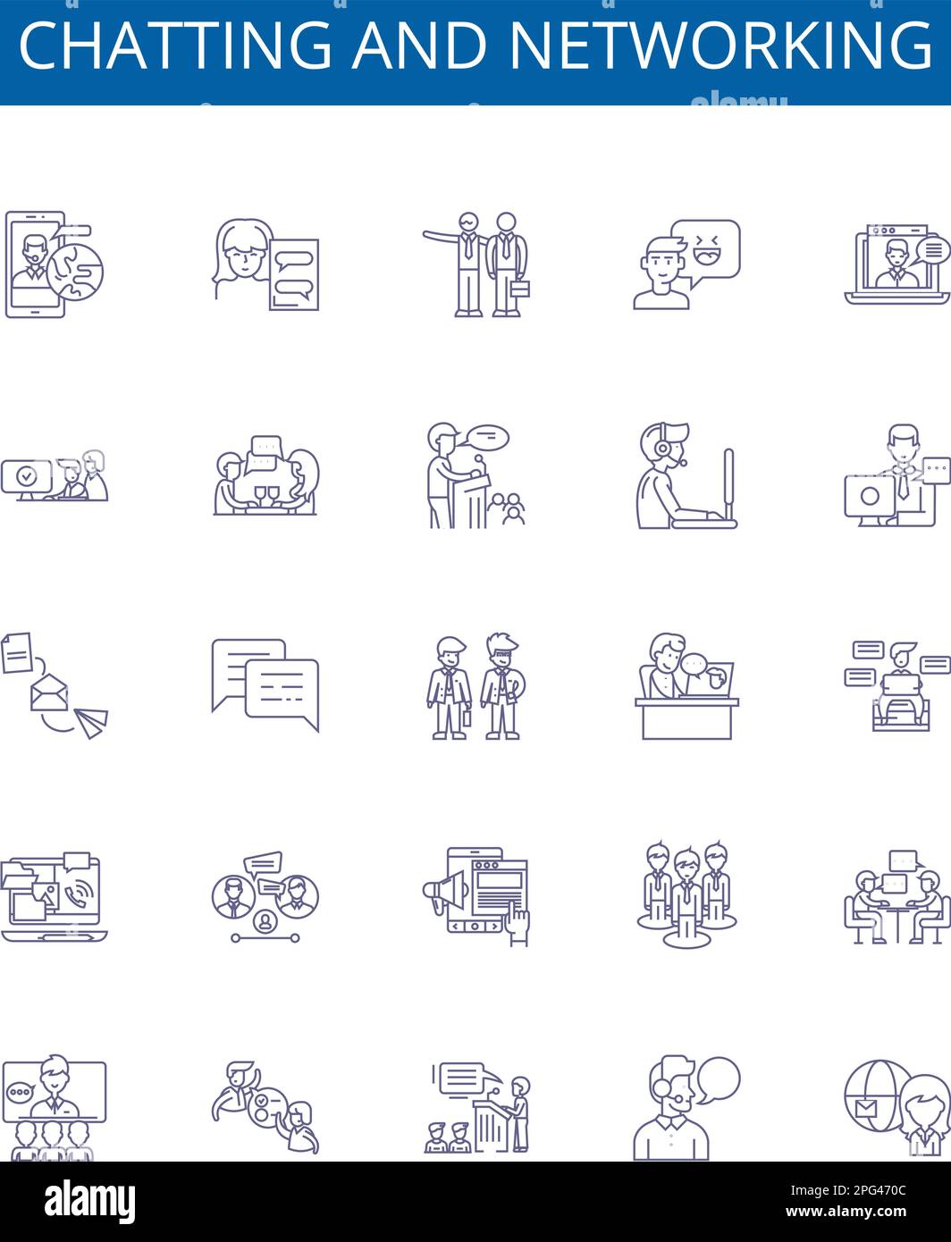 Chatting and networking line icons signs set. Design collection of ... Chatting and networking line icons signs set. Design collection of ...