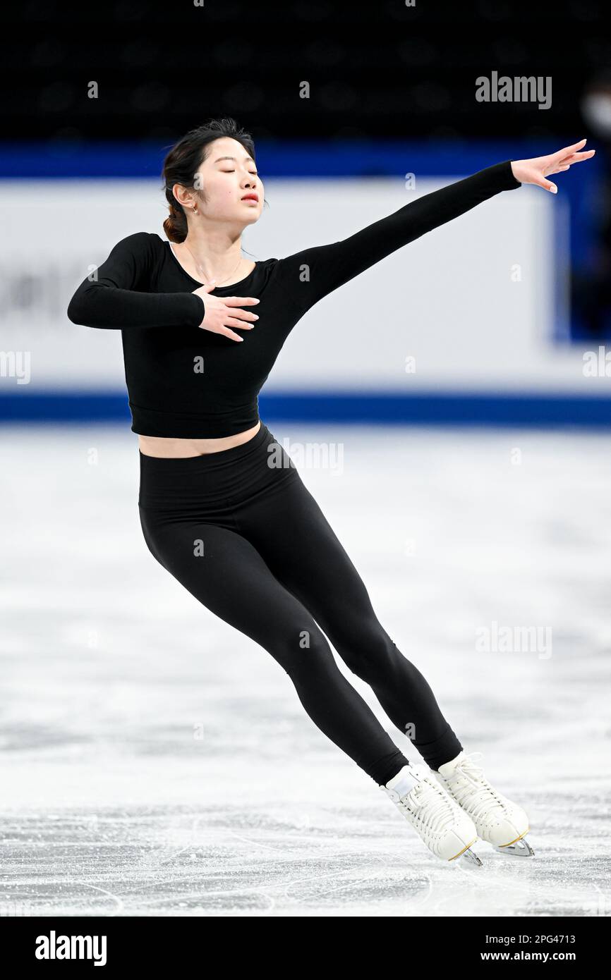 Haein LEE (KOR), during Women Practice, at the ISU World Figure Skating ...