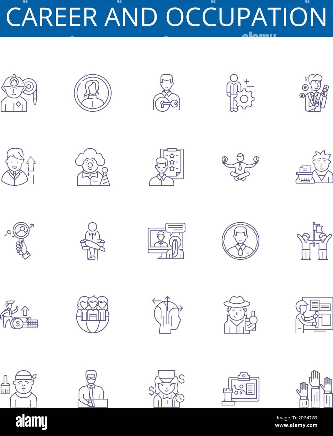 Career and occupation line icons signs set. Design collection of Job ...