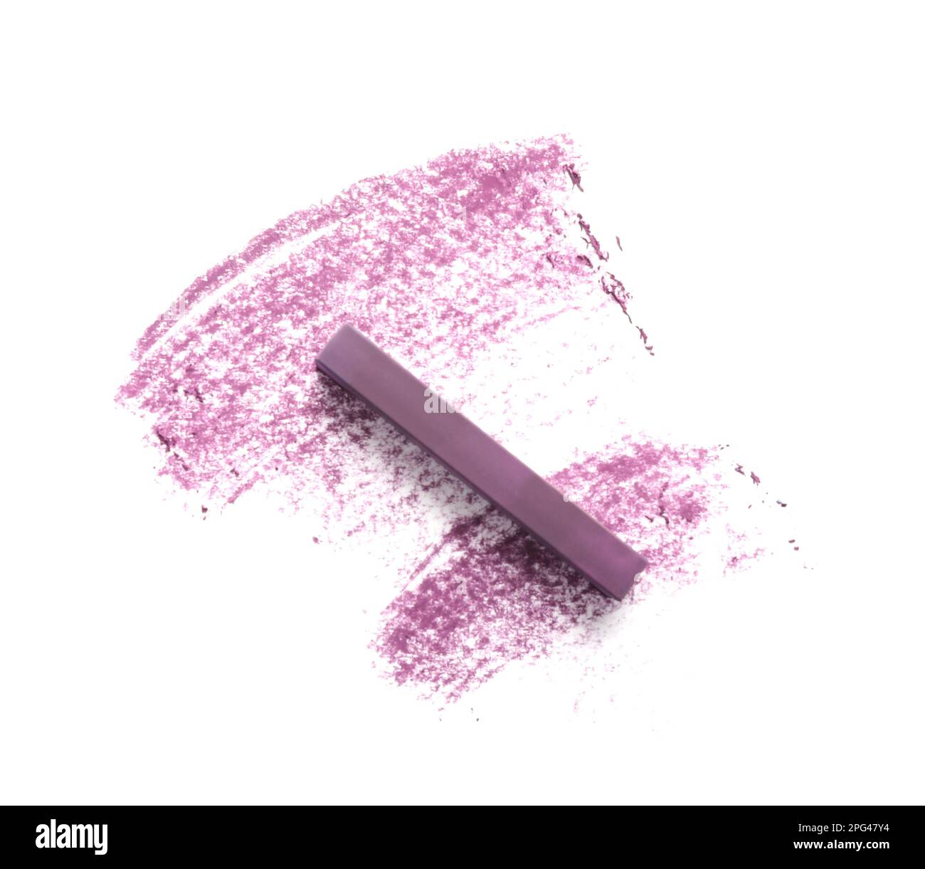 Purple pastel chalk on sheet of paper with scribble, top view. Drawing ...