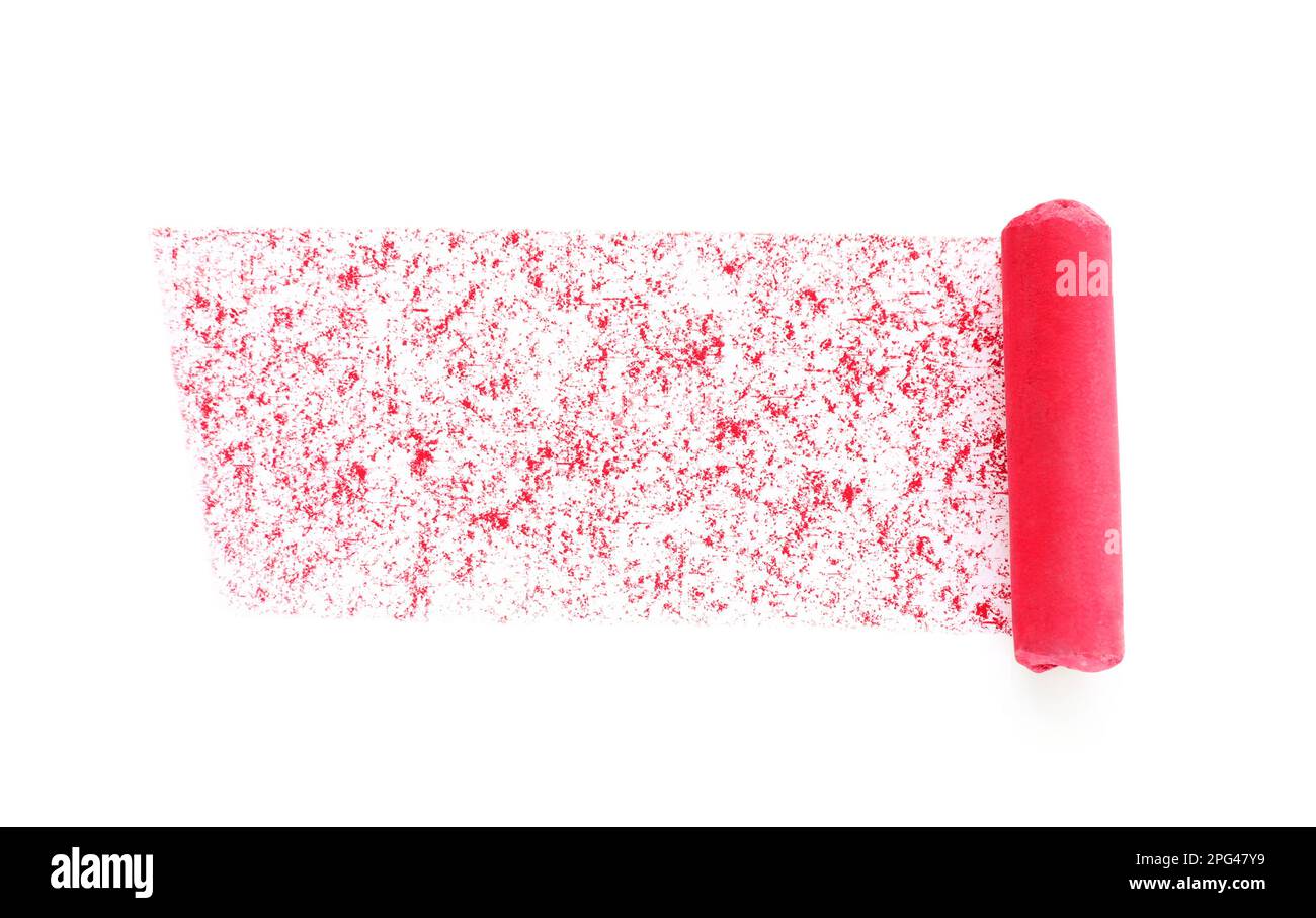 Bright pastel chalk on sheet of paper with scribble, top view. Drawing ...