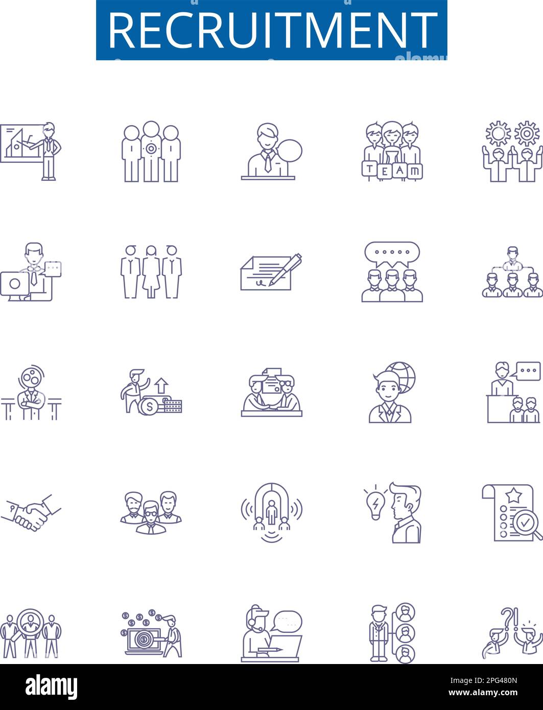 Recruitment line icons signs set. Design collection of Hiring, Appoint ...