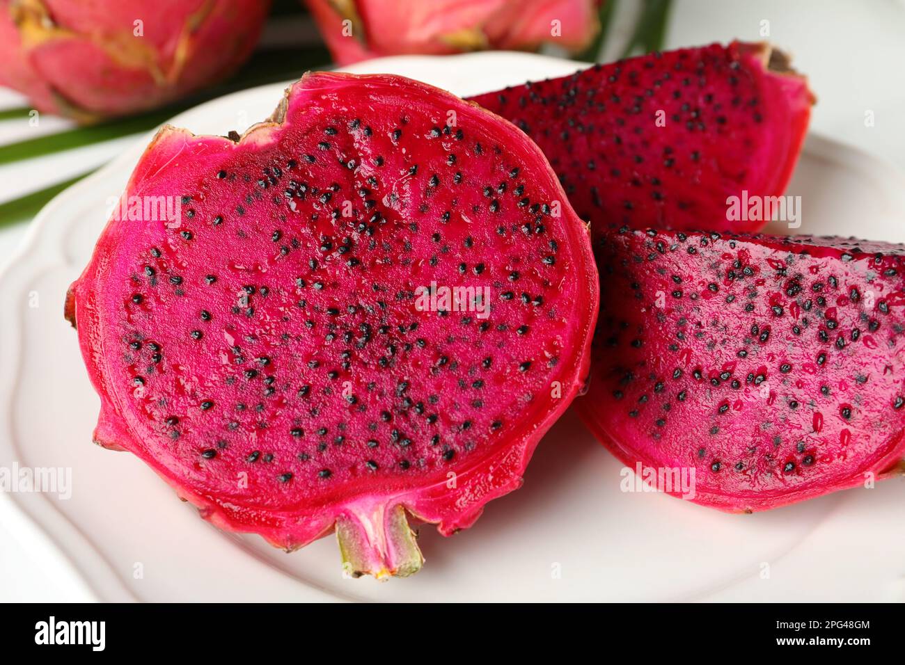 Plate delicious red pitahaya hi-res stock photography and images - Alamy