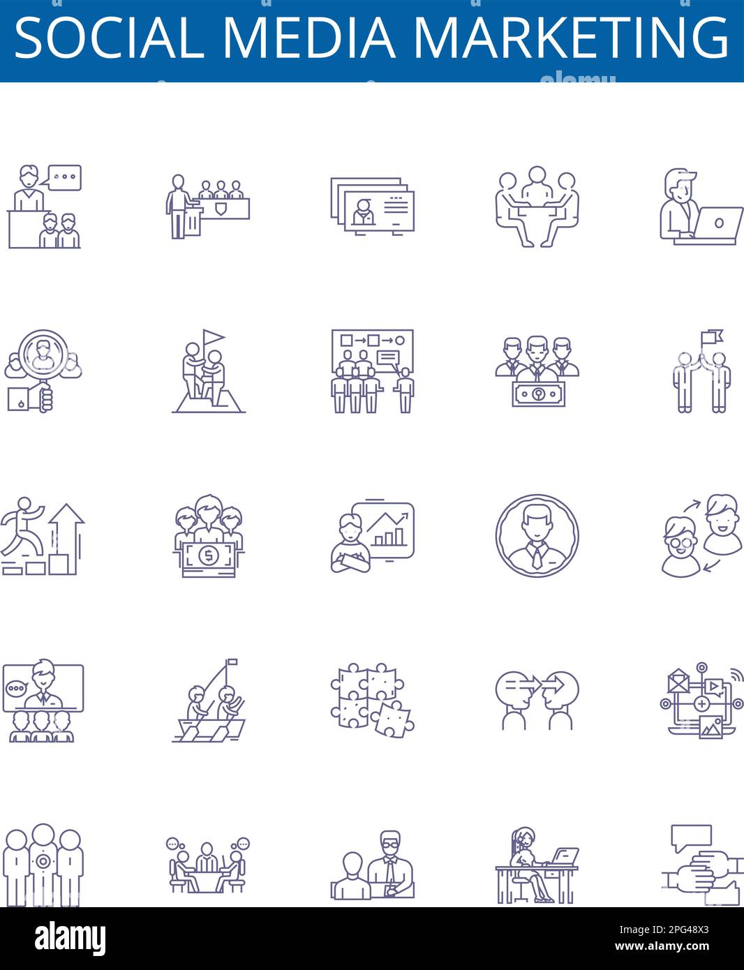 Social Media Marketing Line Icons Signs Set Design Collection Of