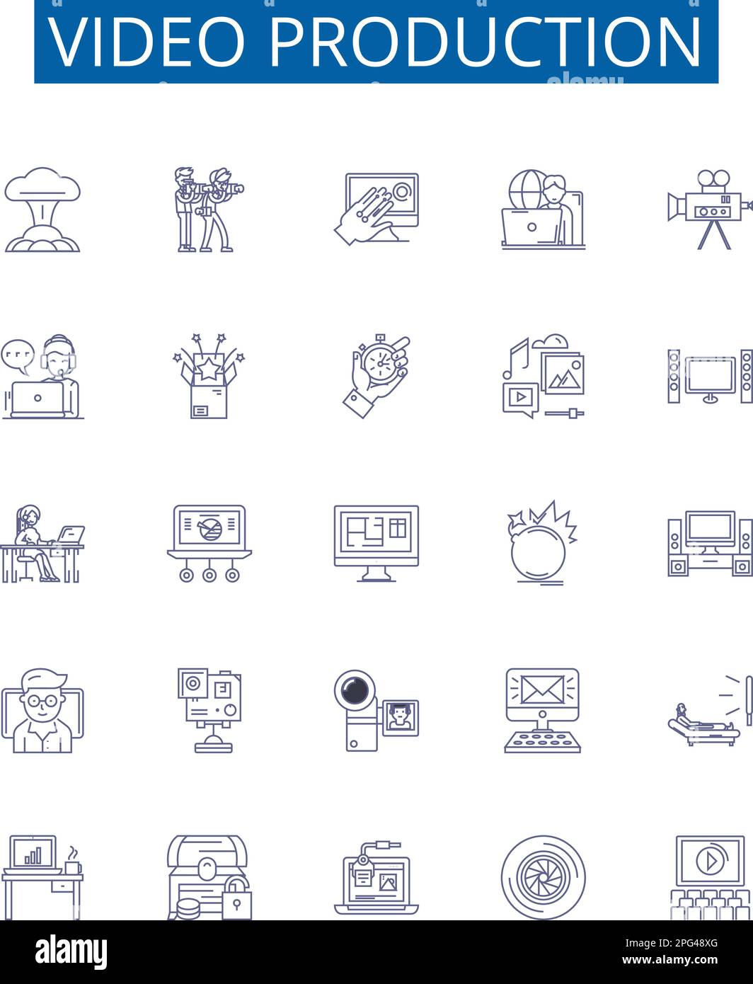 Video Production Line Icons Signs Set Design Collection Of