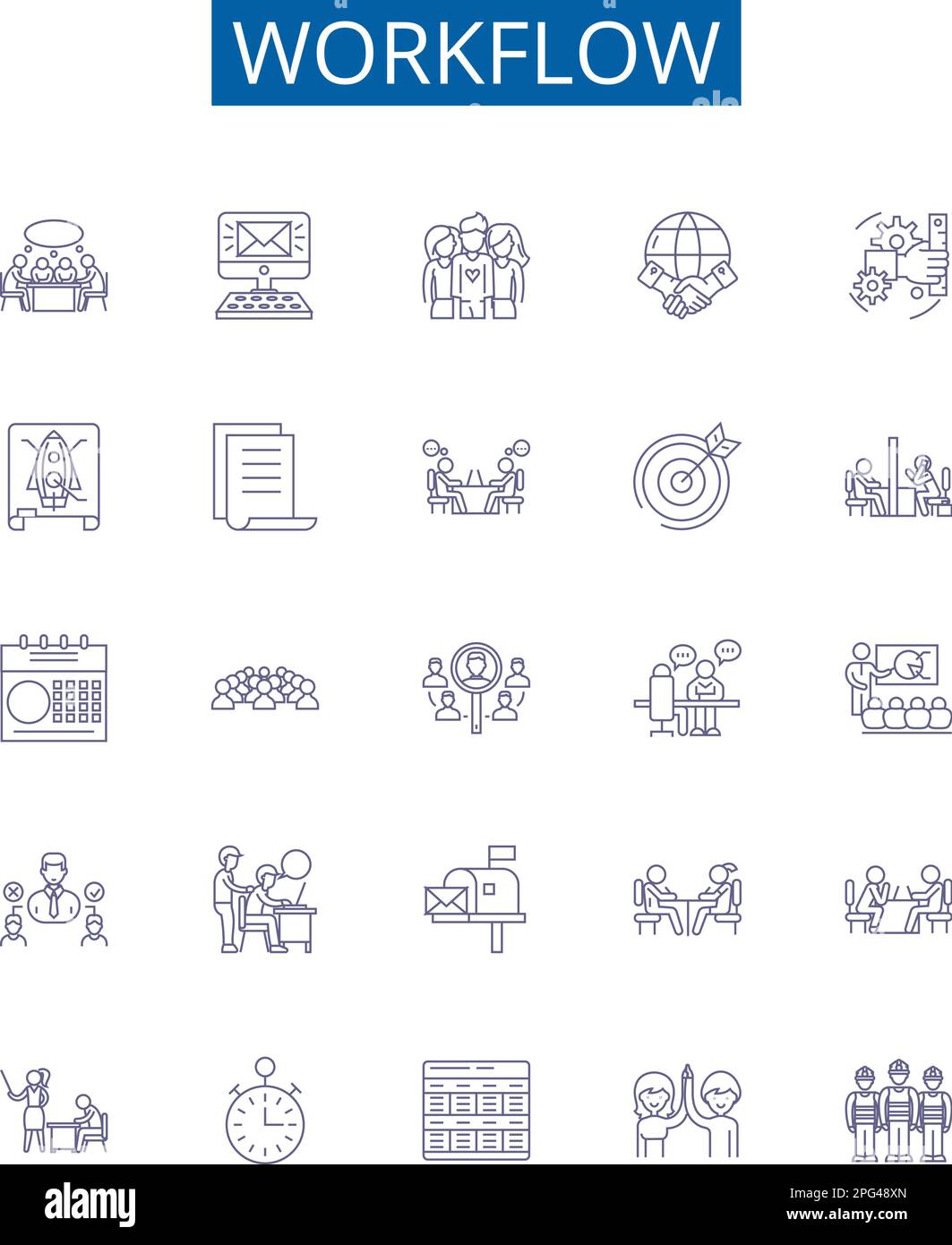 Workflow Line Icons Signs Set Design Collection Of Process Automation