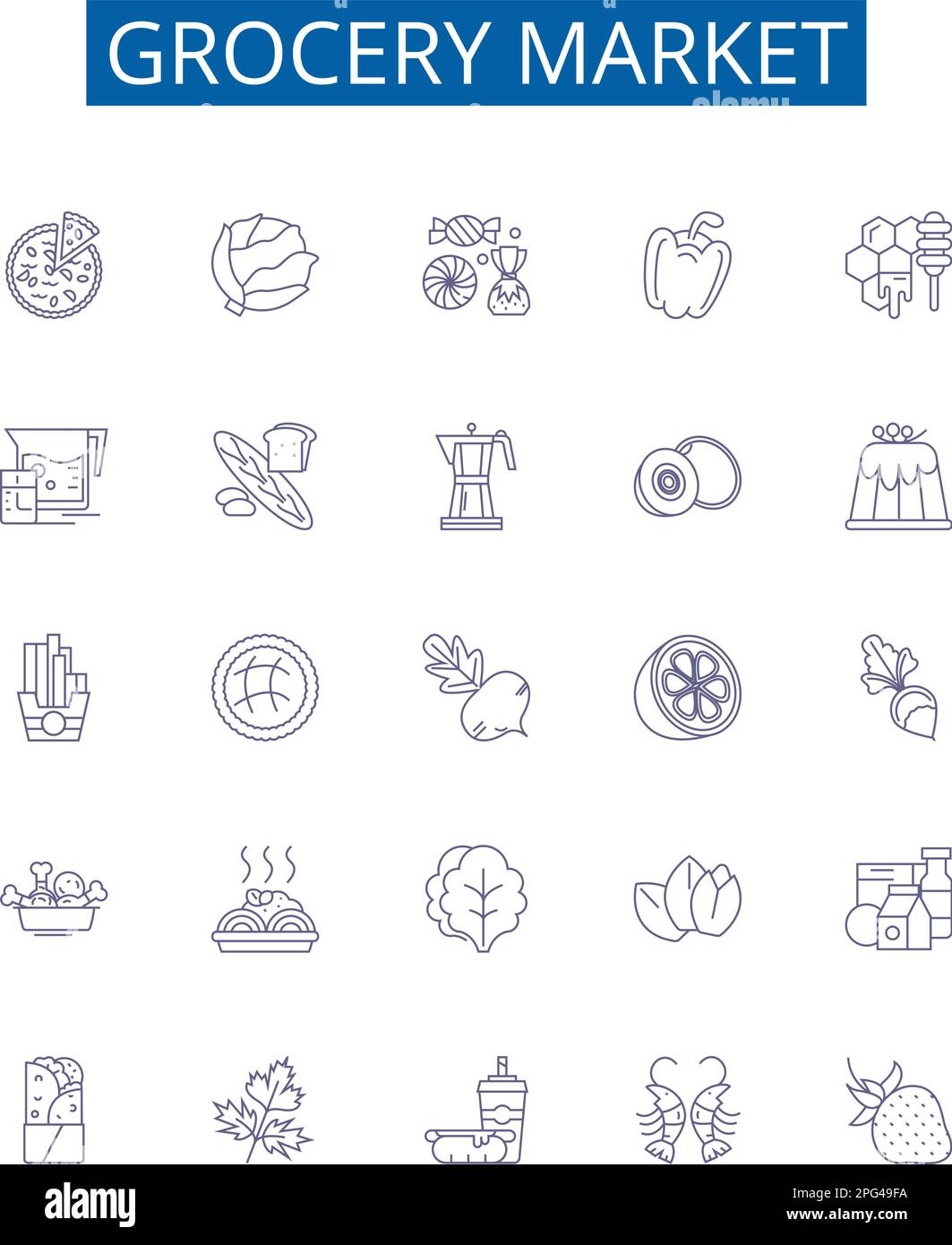 Grocery market line icons signs set. Design collection of Groceries, Market, Supermarket ...