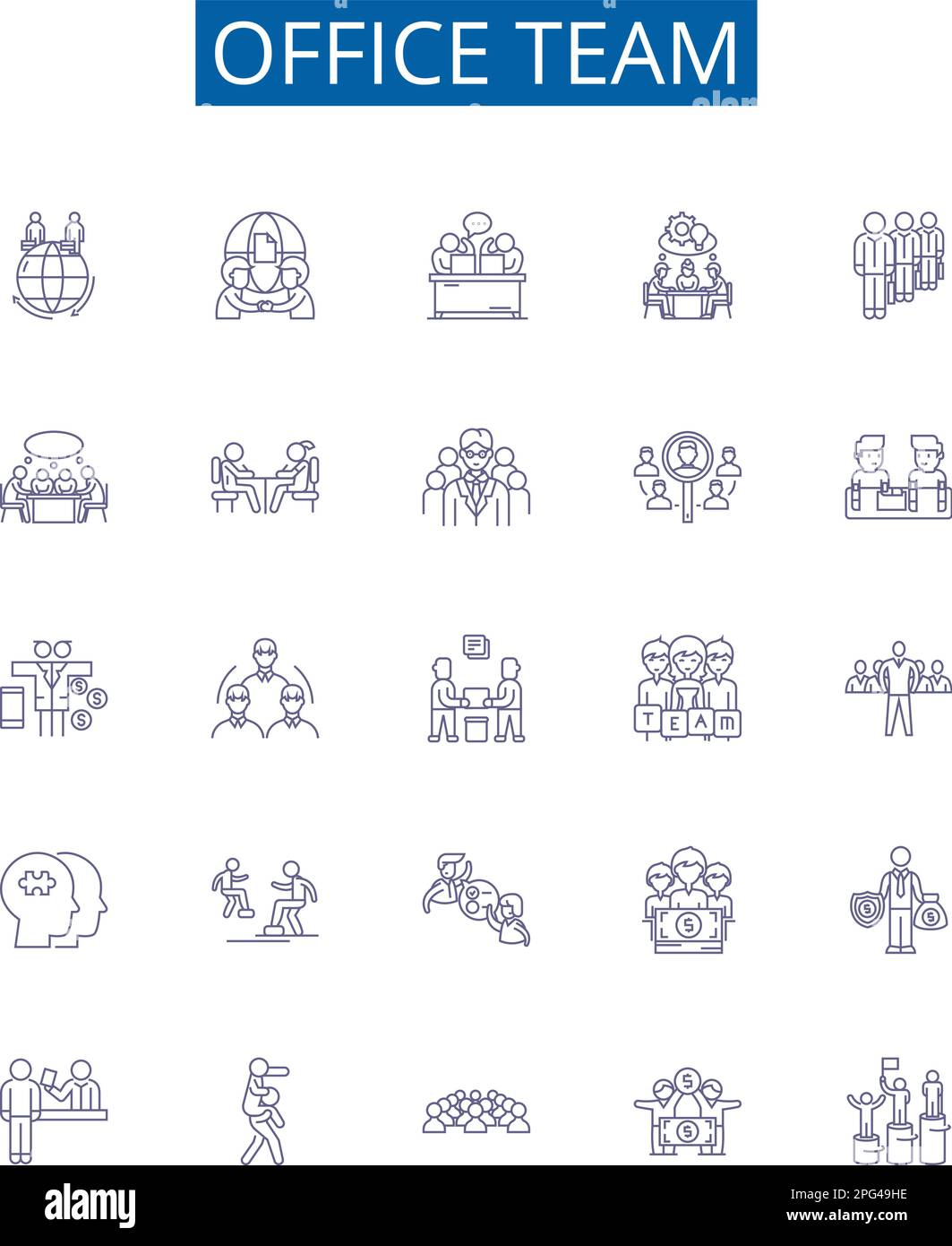 Office team line icons signs set. Design collection of Office, Team ...