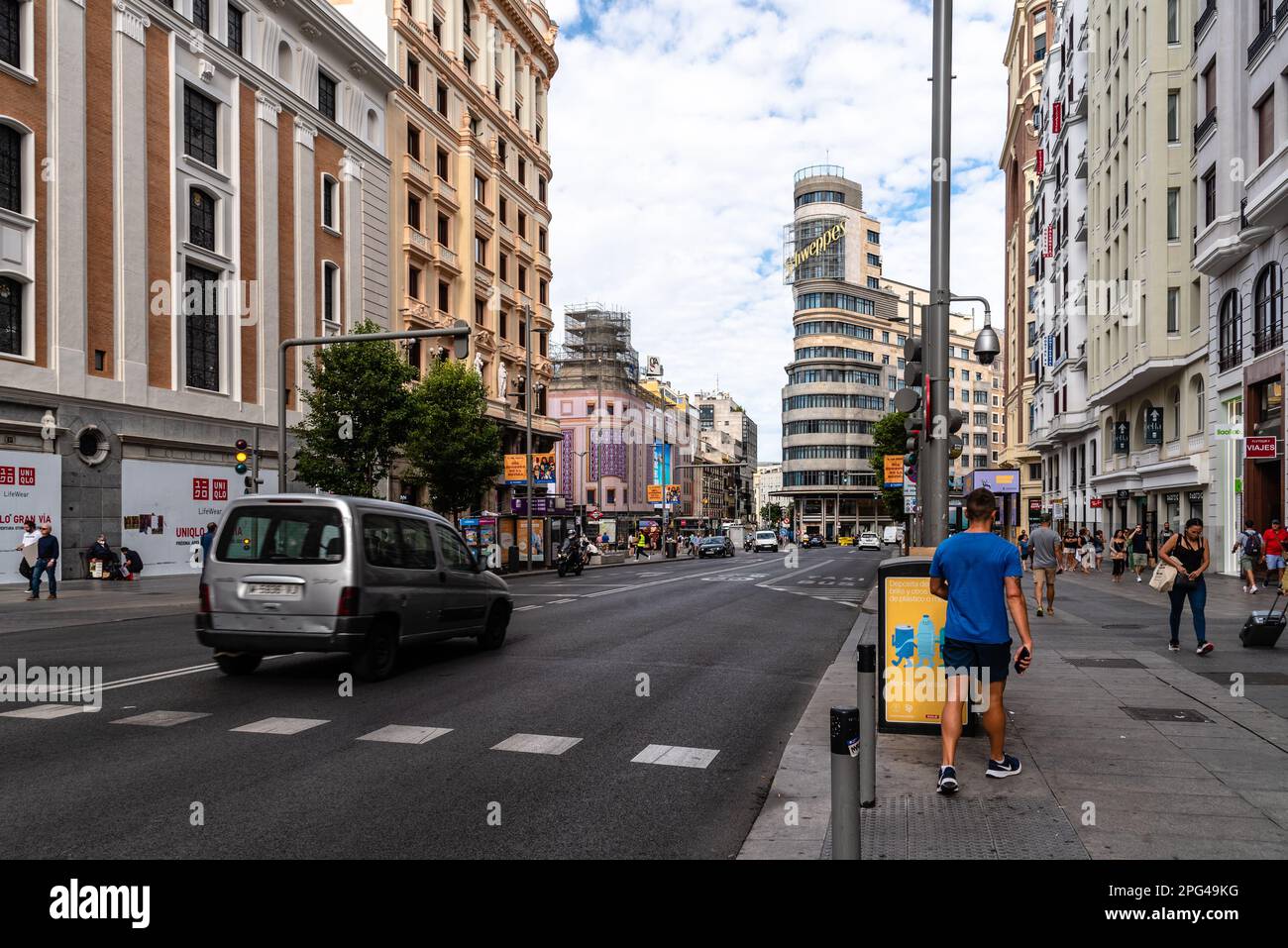 Madrid, Spain - June 25, 2022: Busy Street Scene in Gran Via Street in ...