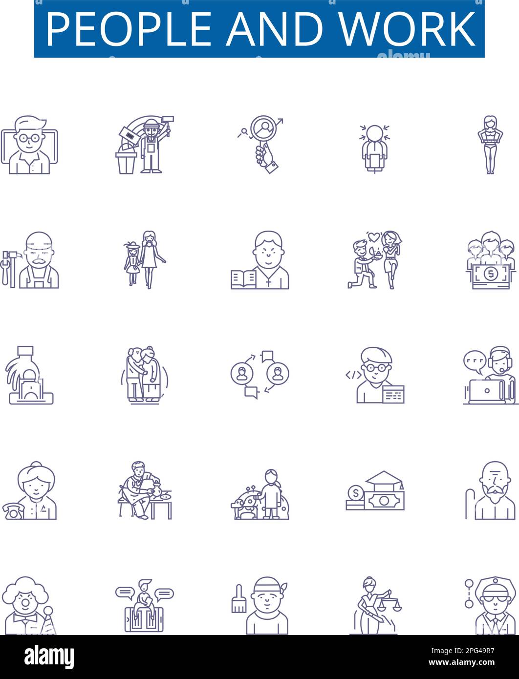 People and work line icons signs set. Design collection of Workers ...