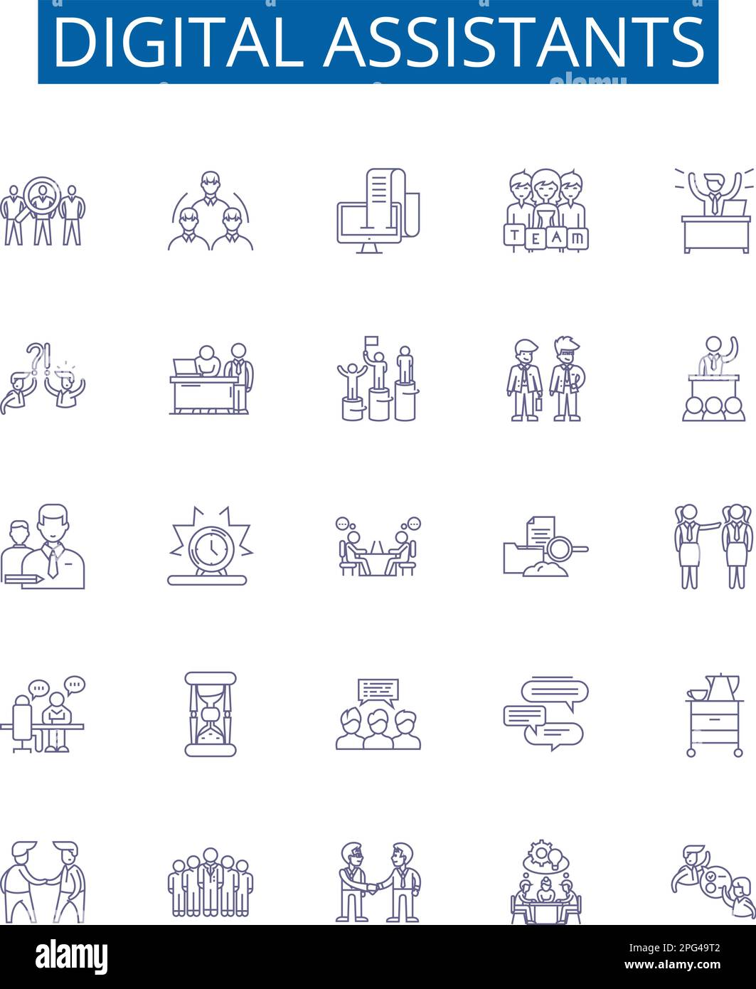 Digital assistants line icons signs set. Design collection of Virtual ...