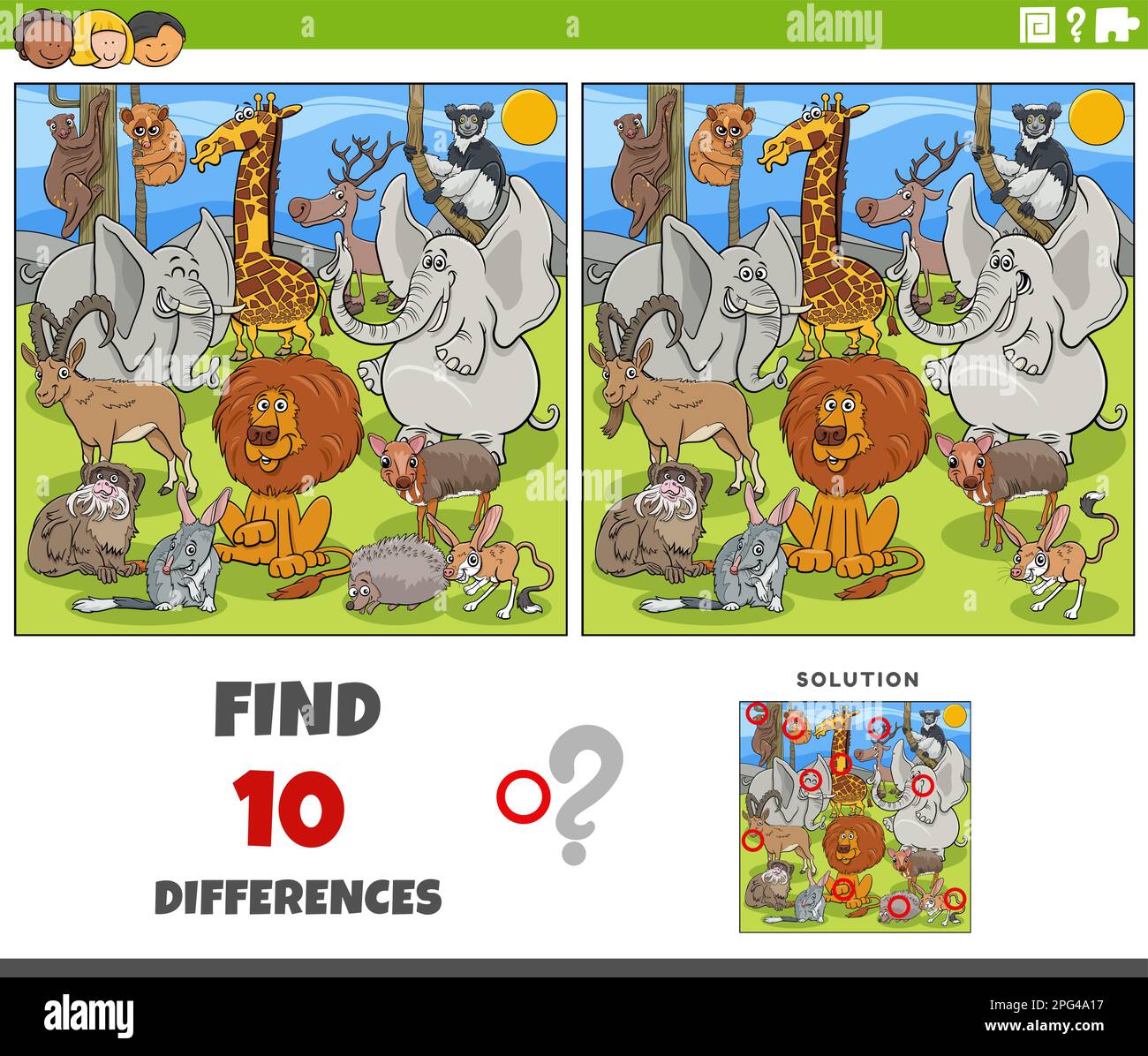 Cartoon illustration of finding the differences between pictures ...