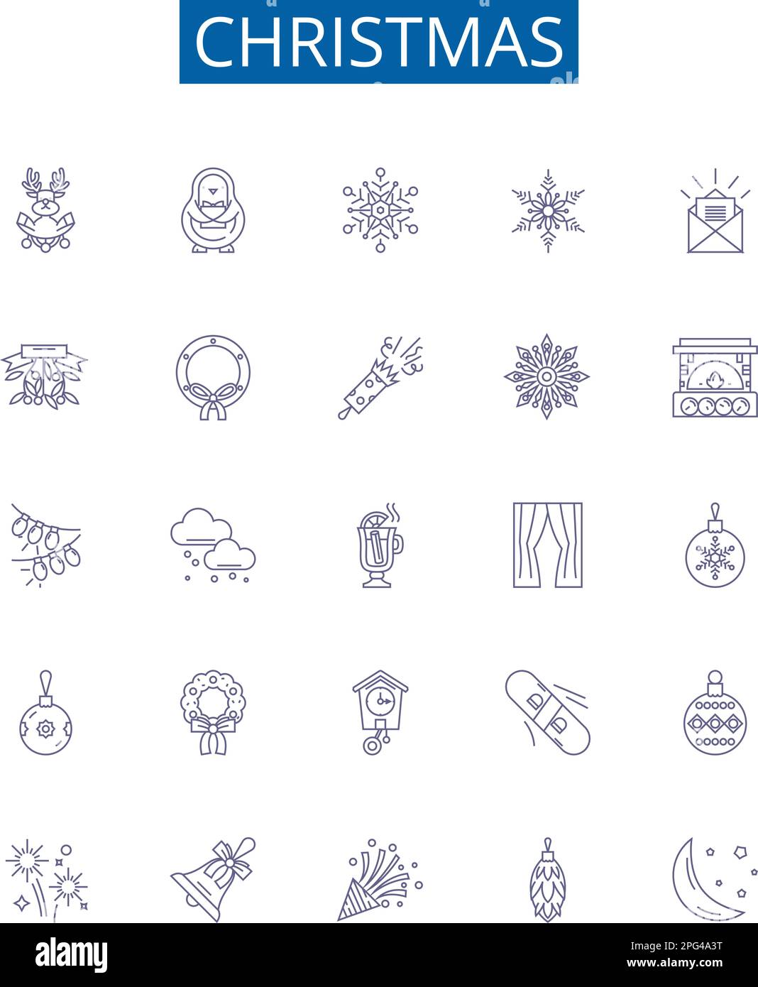 Christmas line icons signs set. Design collection of Yule, Noel, Santas ...