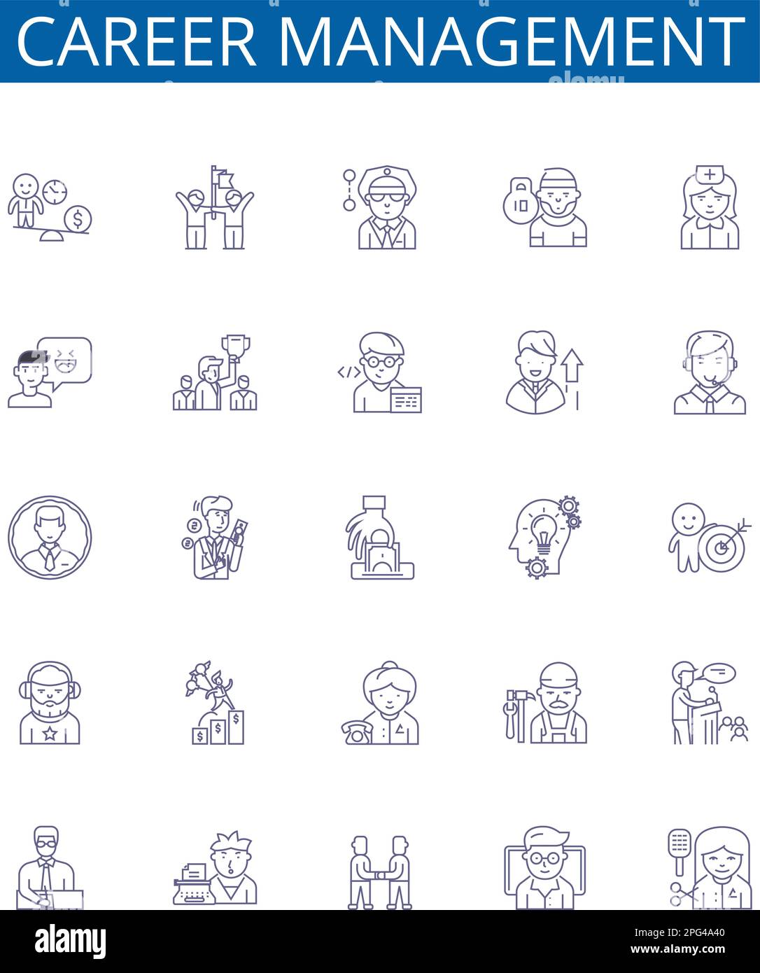 Career management line icons signs set. Design collection of Coaching ...