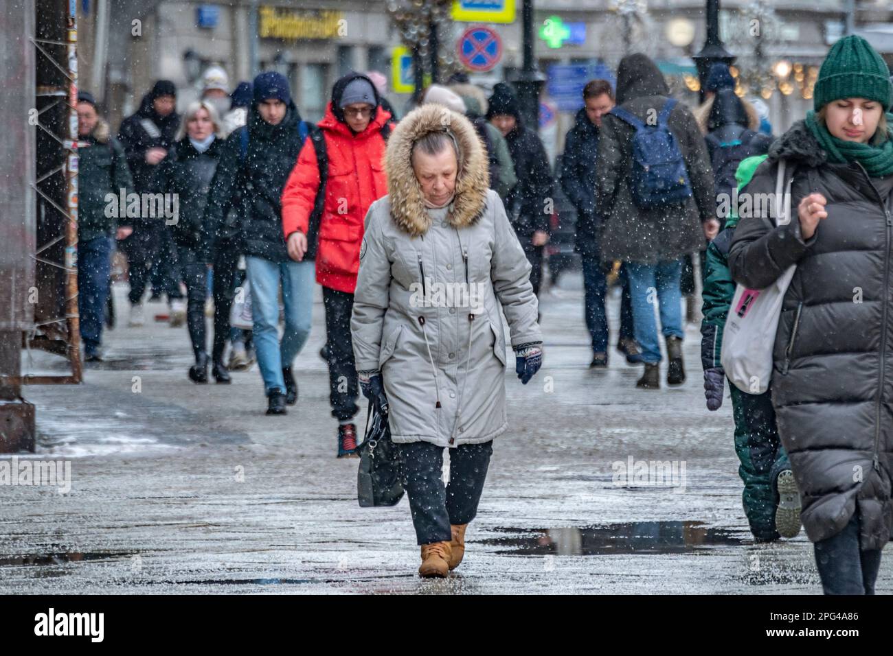 Russia, Moscow. People are seen in a city street Stock Photo - Alamy