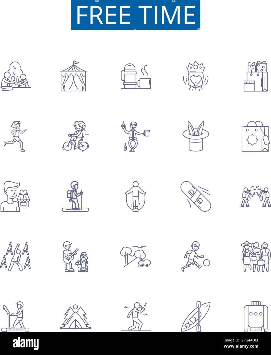 Free time line icons signs set. Design collection of Leisure, Idleness ...