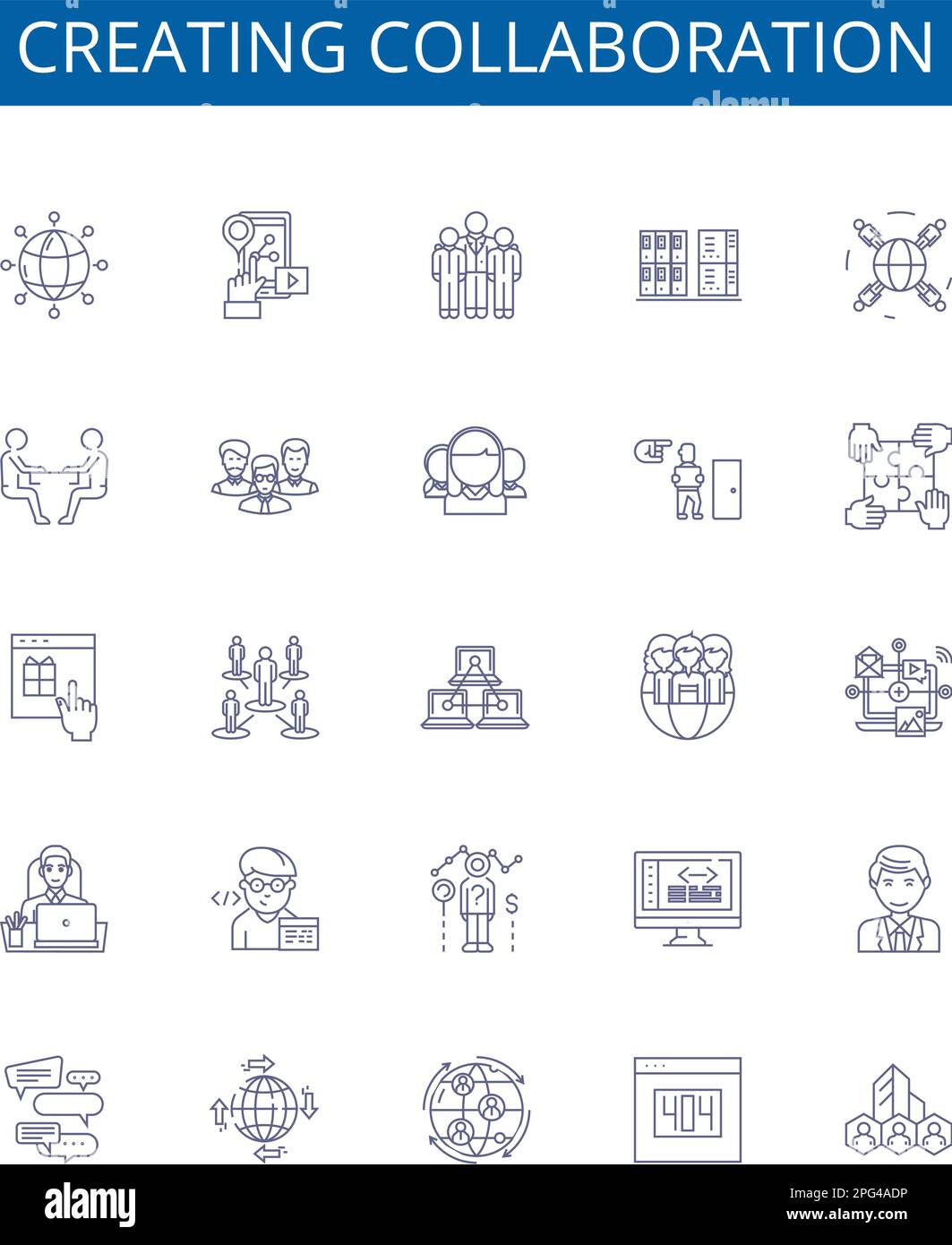Creating Collaboration Line Icons Signs Set Design Collection Of Cooperating Uniting Pooling