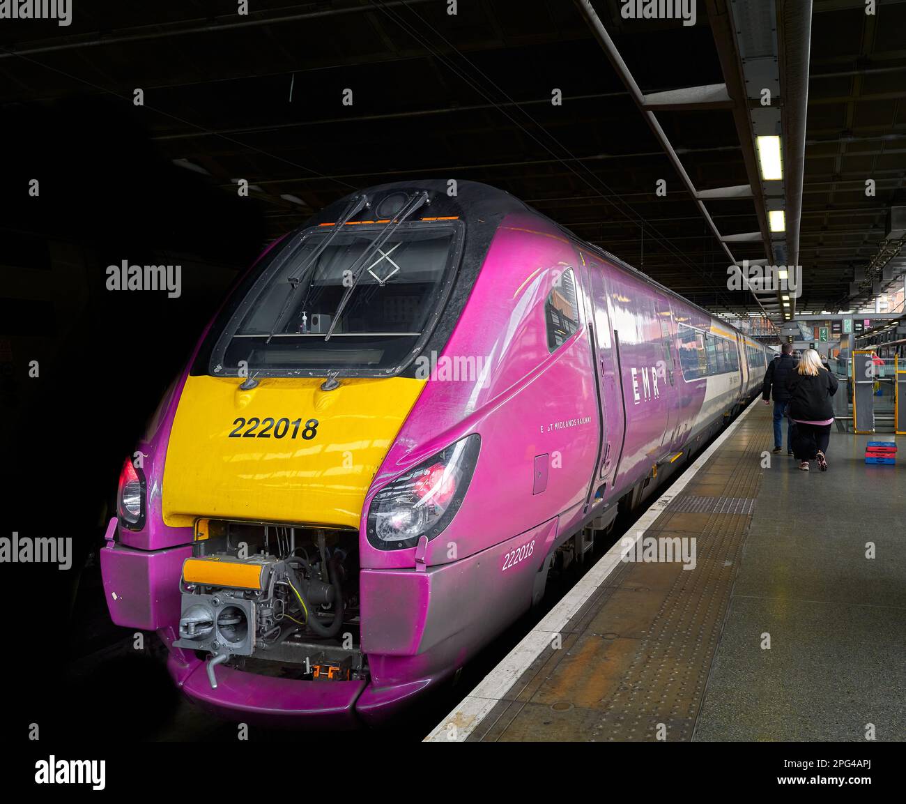 An EMR train stationary at St Pancras rail station, London, England ...