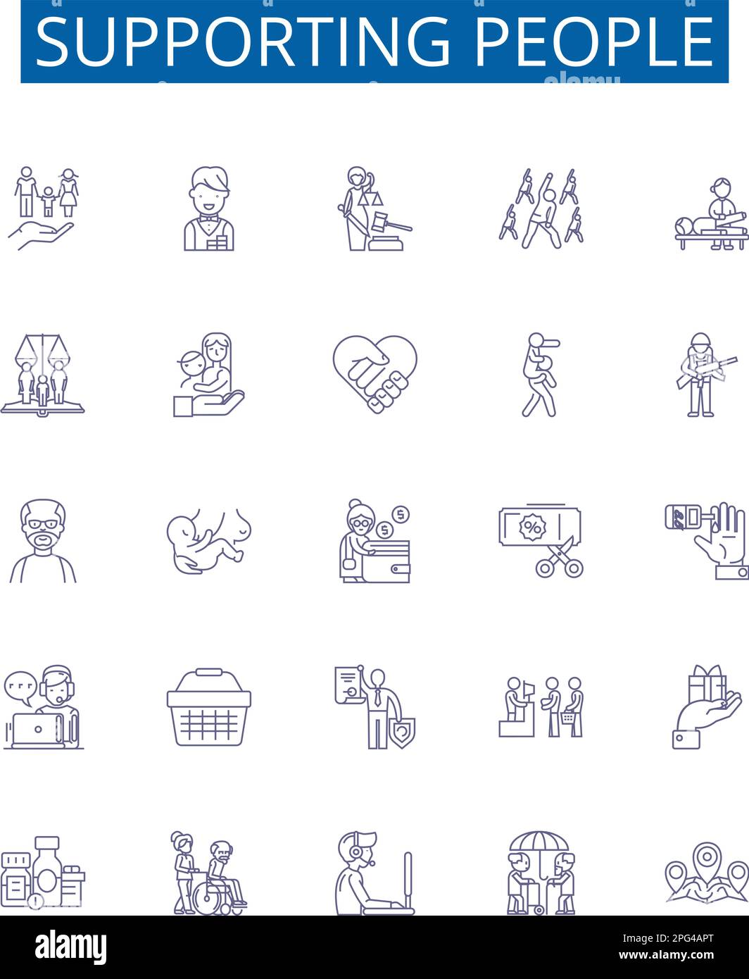 Supporting people line icons signs set. Design collection of Aid ...