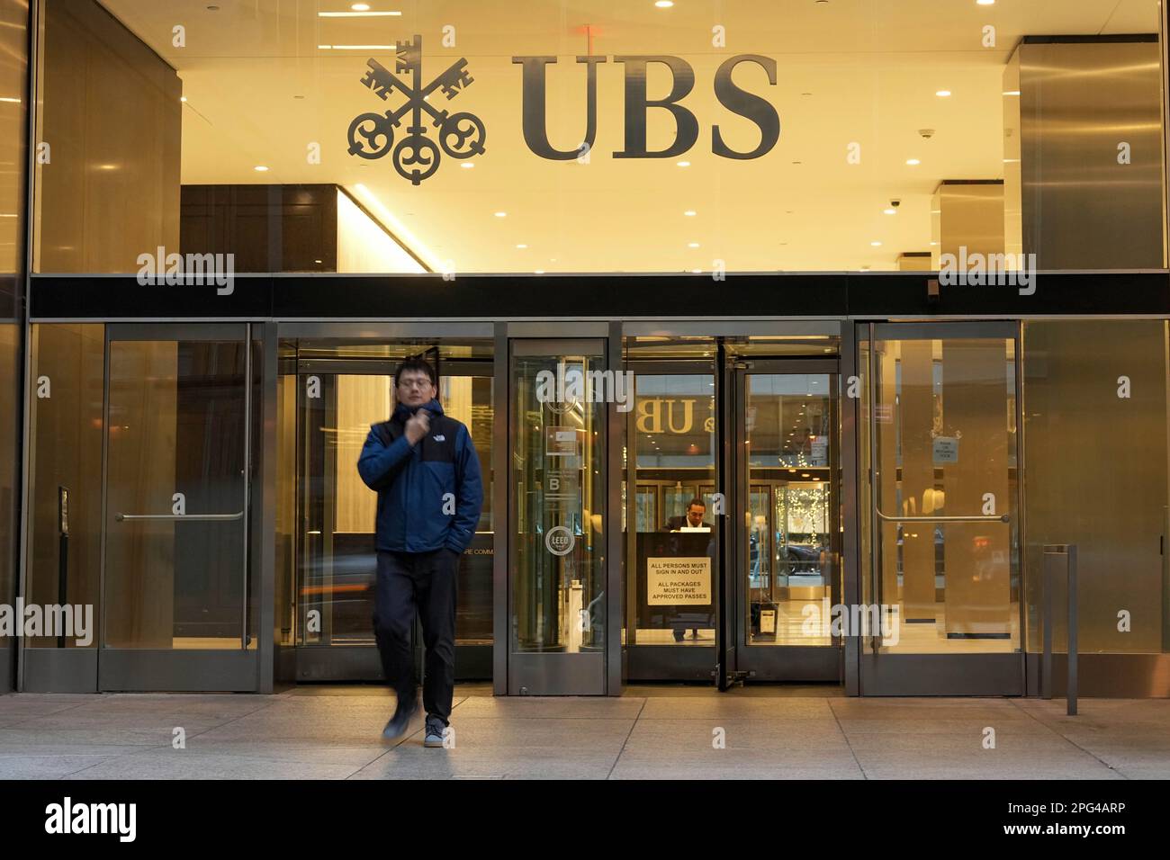 Photo by: Siegfried Nacion/STAR MAX/IPx 2023 3/19/23 A UBS logo is seen ...