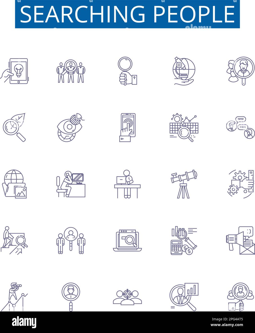 Searching people line icons signs set. Design collection of Find, Seek ...