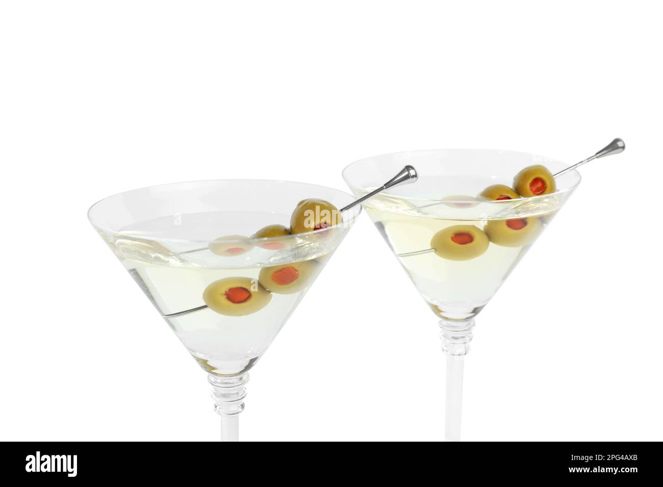 Martini cocktail with olives on white background Stock Photo - Alamy
