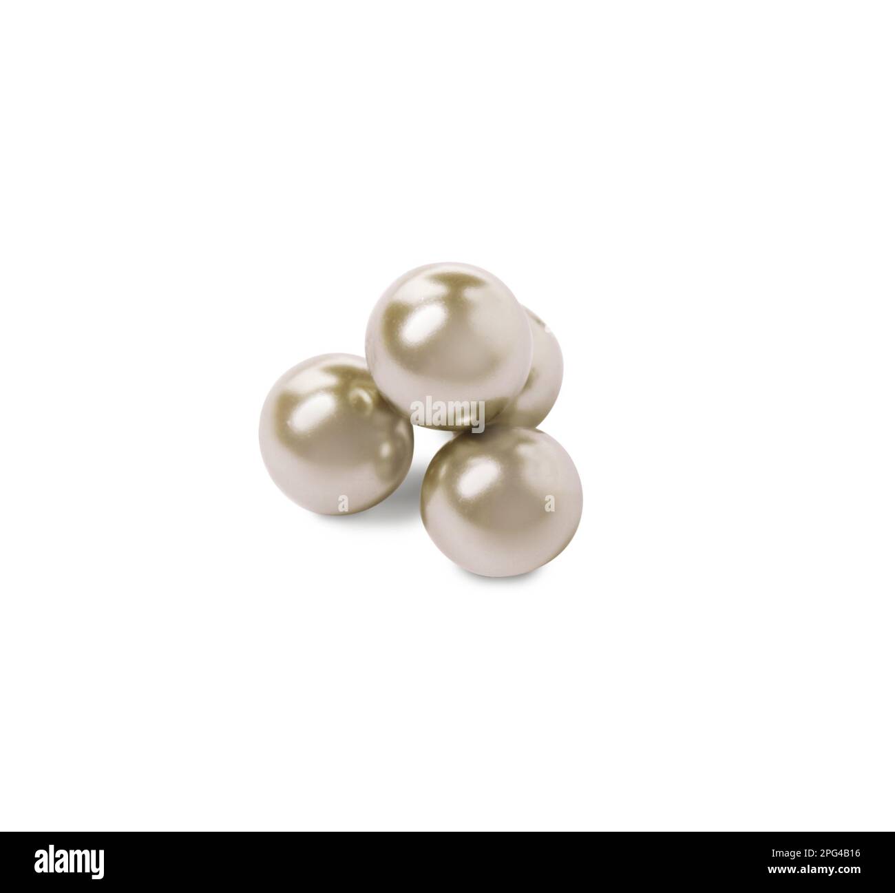 Many beautiful oyster pearls on white background Stock Photo - Alamy