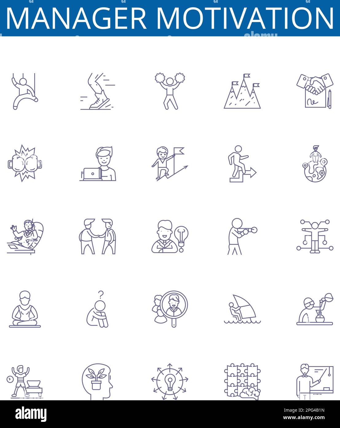 Manager motivation line icons signs set. Design collection of Motivation, Management, Lead ...