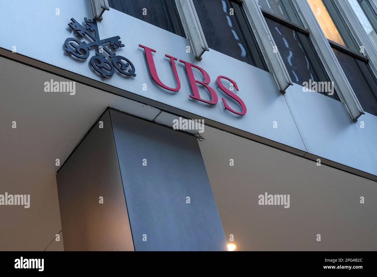 Photo by: Siegfried Nacion/STAR MAX/IPx 2023 3/19/23 A UBS logo is seen ...