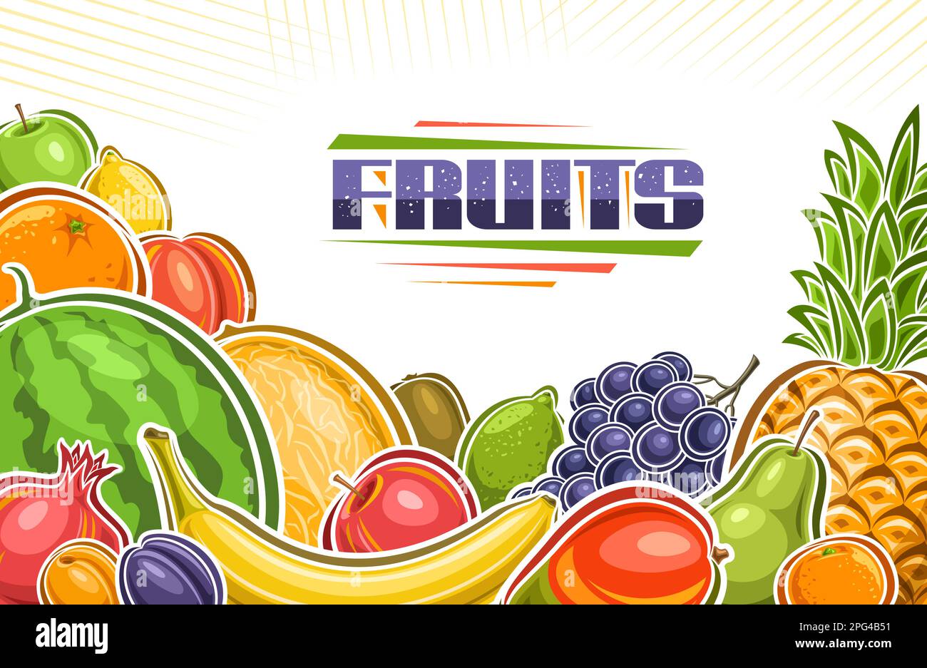 Vector illustration of Fruits with copy space, decorative horizontal ...