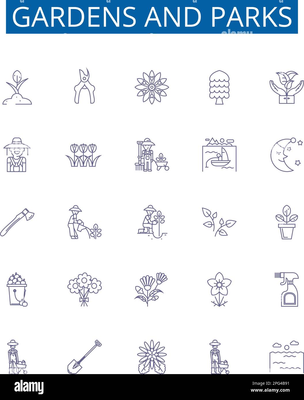 Gardens and parks line icons signs set. Design collection of Gardens ...