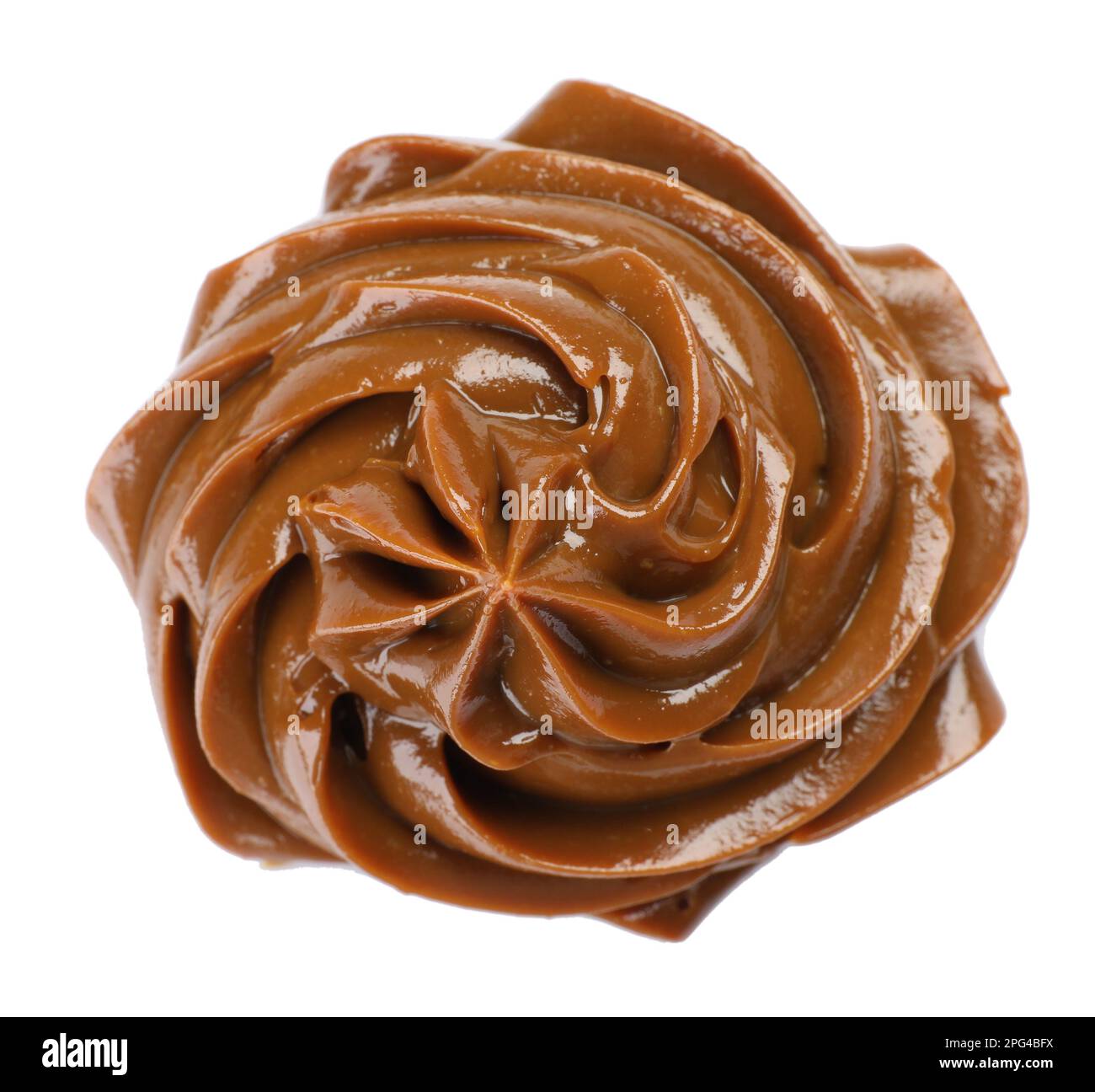 Tasty boiled condensed milk isolated on white, top view Stock Photo - Alamy