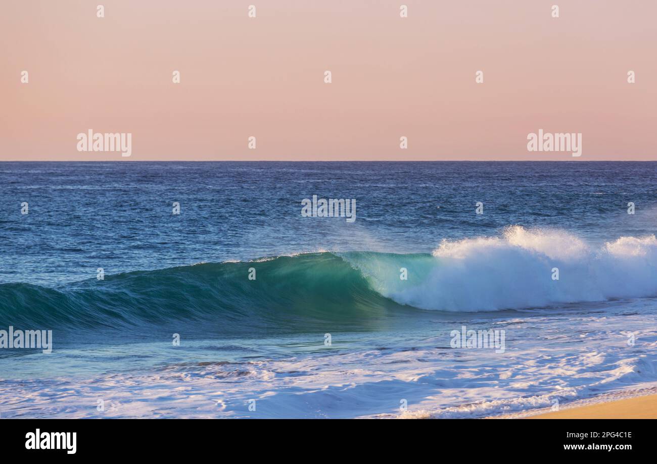 Blue wave on the beach. Dramatic natural background Stock Photo - Alamy