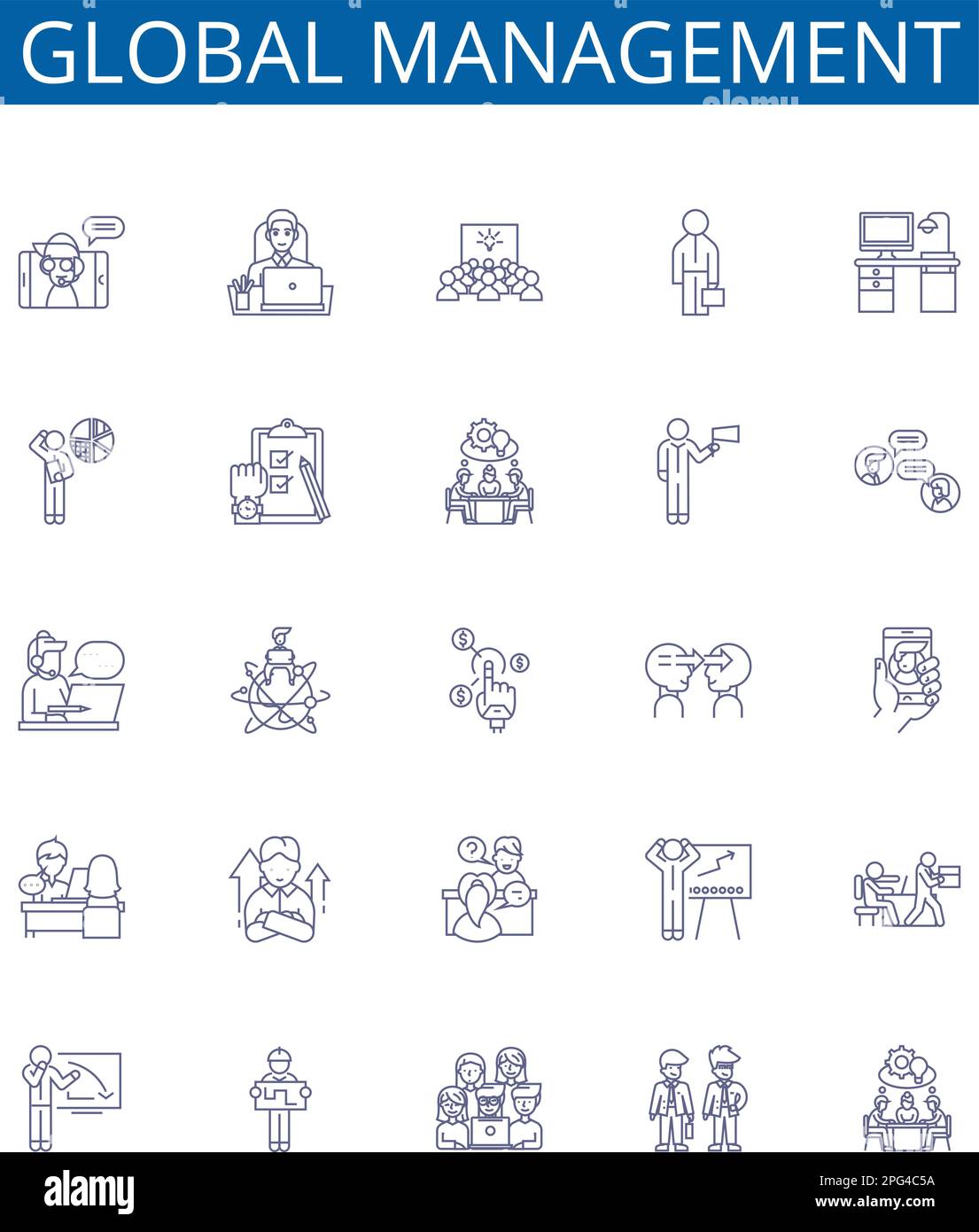 Global management line icons signs set. Design collection of Global ... Global management line icons signs set. Design collection of Global ...