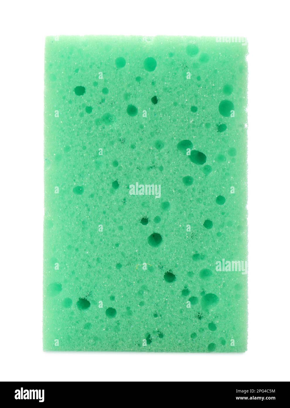Green washing sponge isolated on white. Cleaning supplies Stock Photo ...