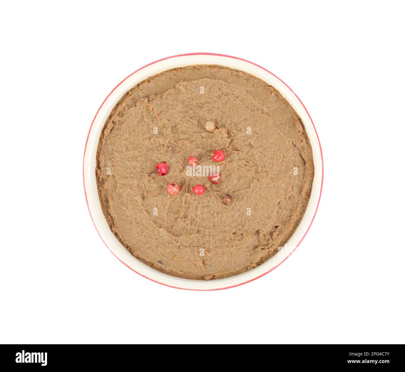 Tasty liver pate with pepper isolated on white, top view Stock Photo ...