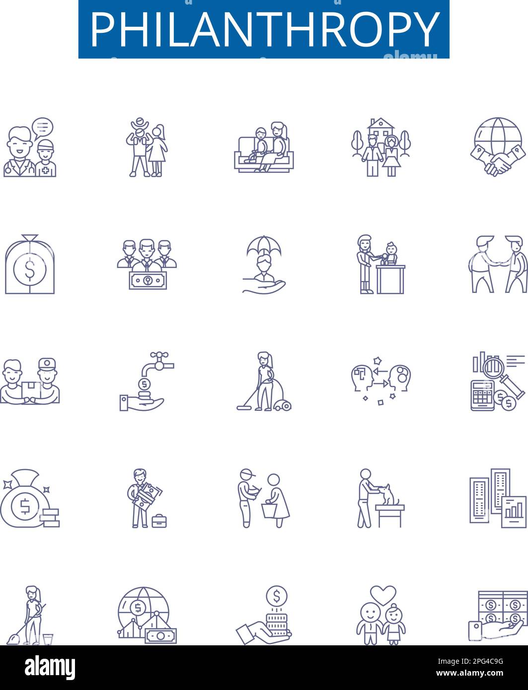 Philanthropy line icons signs set. Design collection of Charitable ...