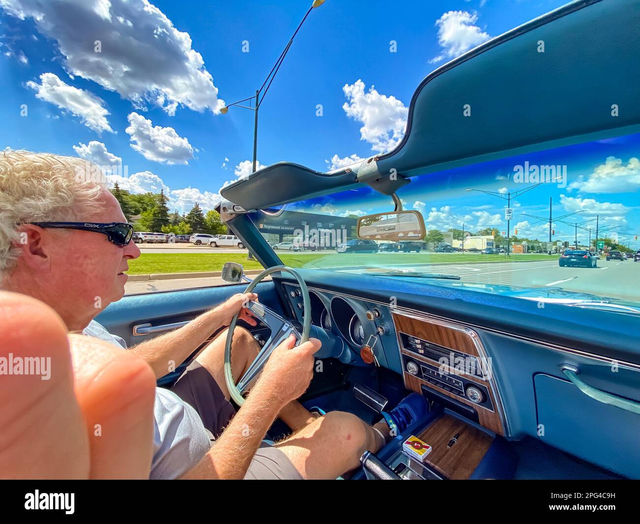 Driving an old Camaro on Woodward Ave during the Dream Cruise Stock ...