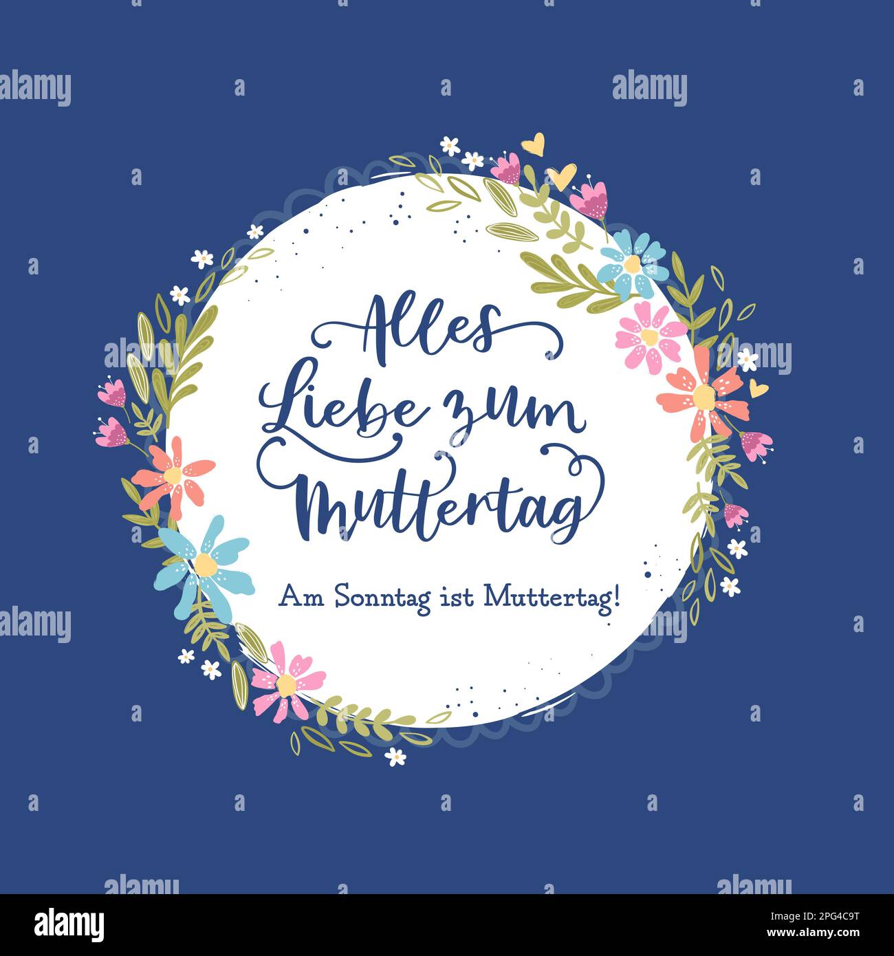 Cute hand drawn Mother's Day design with cute handwriting in German ...