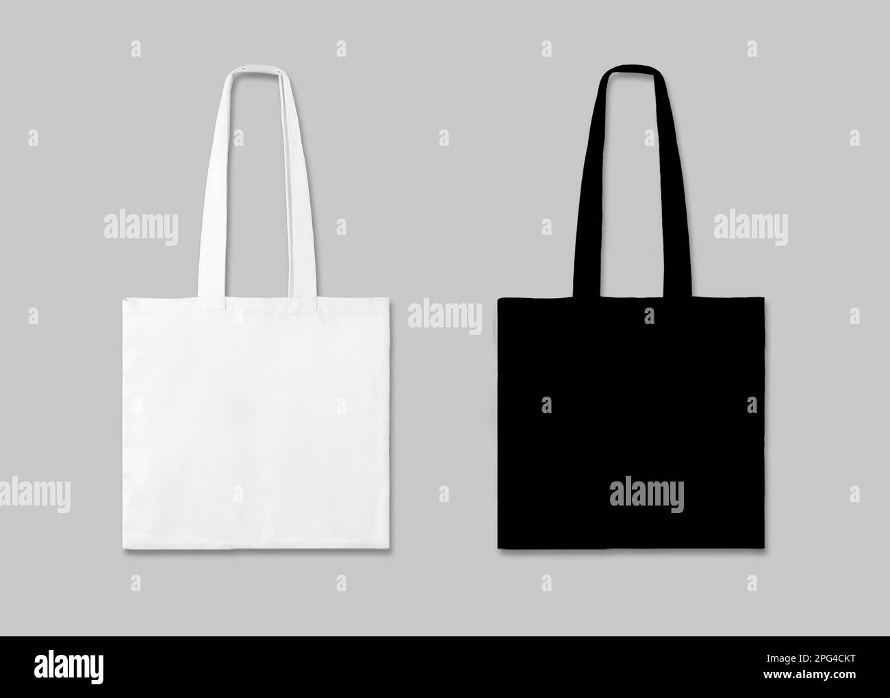 Textile eco bags on light grey background, collage. Mock up for design ...