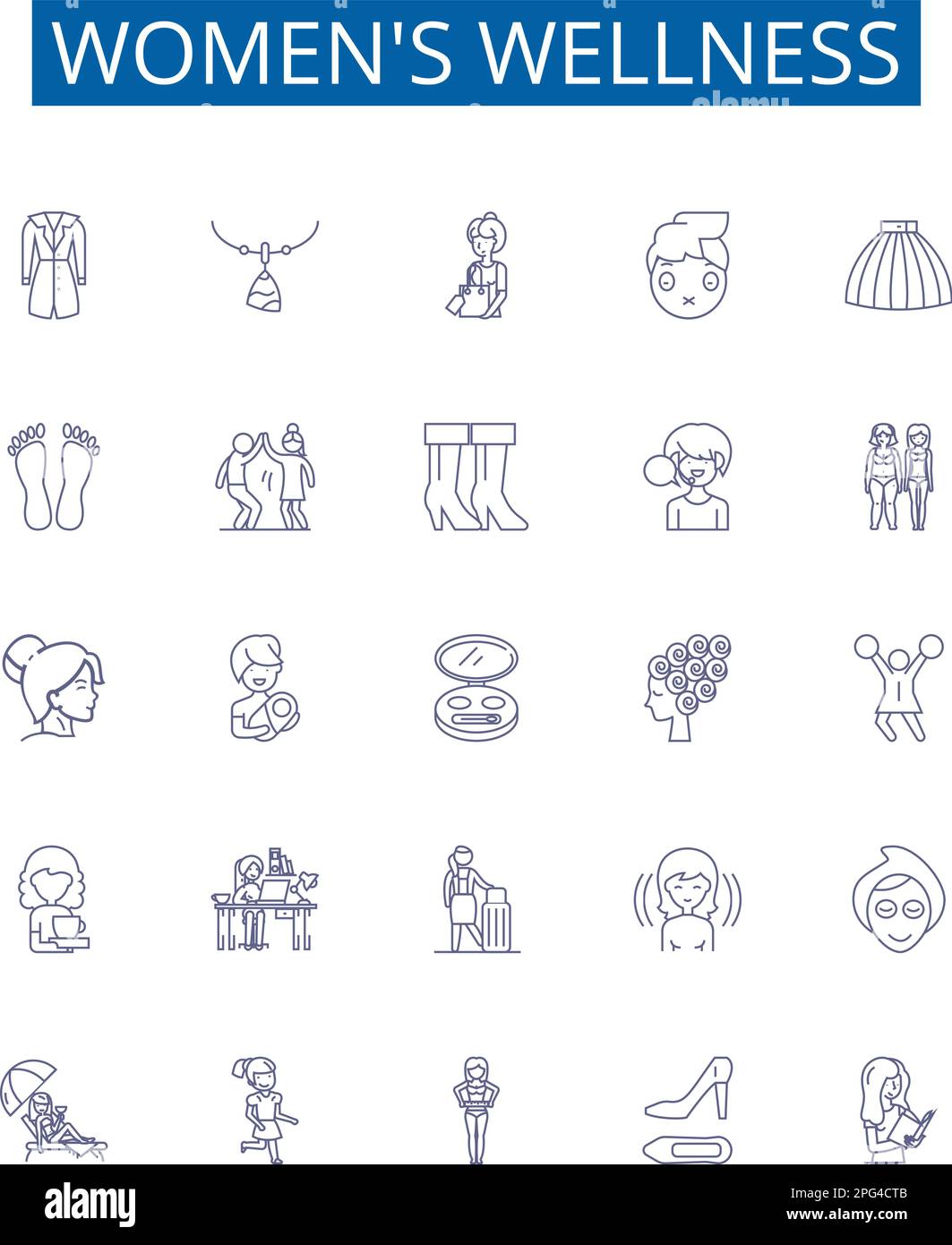 Women's wellness line icons signs set. Design collection of Female ...