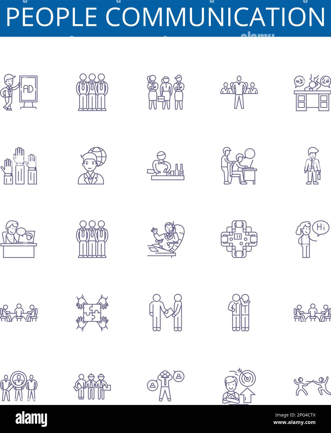 People communication line icons signs set. Design collection of Dialog, Chatting, Conversing ...