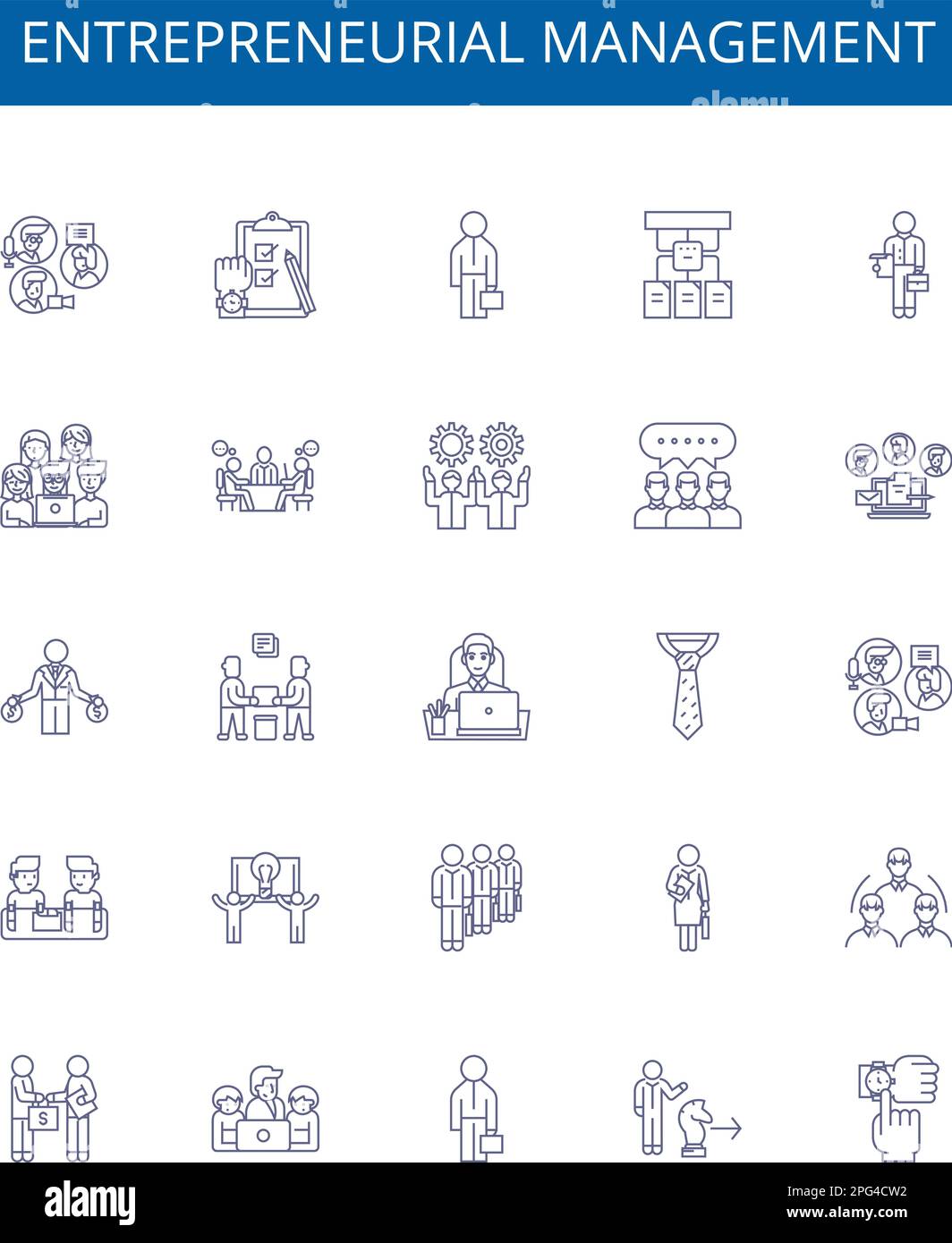 Entrepreneurial management line icons signs set. Design collection of ...